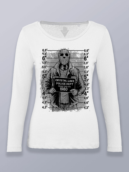 Camiseta mujer manga larga Jason Voorhees foto policial - IUDRIMS